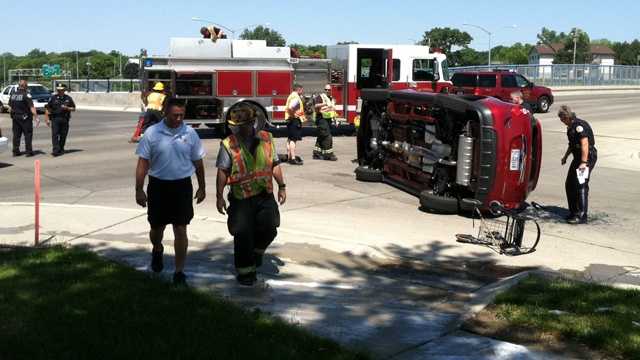 Rescuers kick out window to get couple out