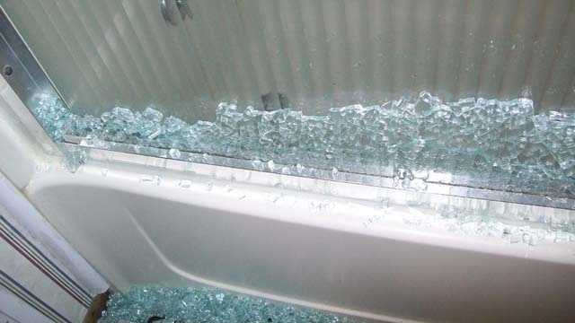 Family hears glass shower door explode