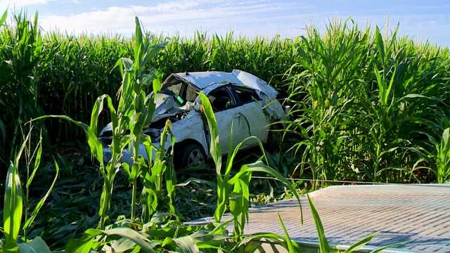 Photos: Car lands in cornfield during crash