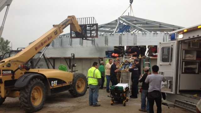 Man rescued from collapsed grain bin