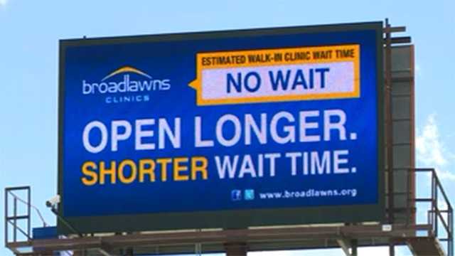 Walk-in clinic wait times appear on digital billboards