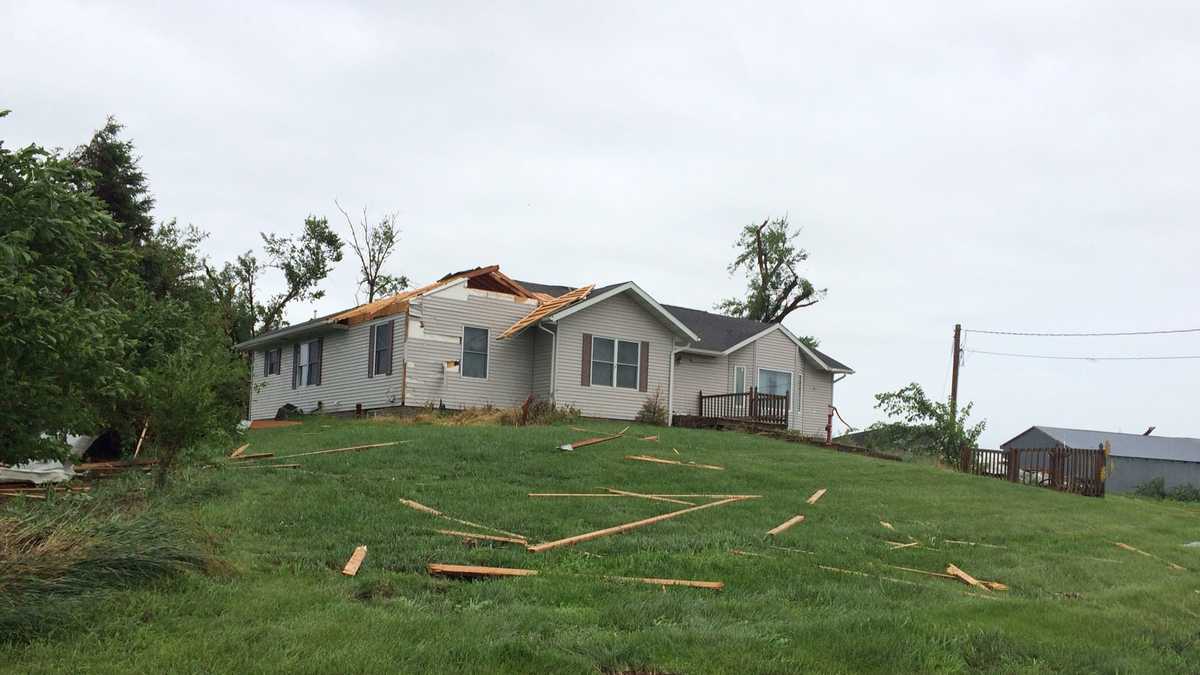 Photos: Possible tornado rips into Iowa farm