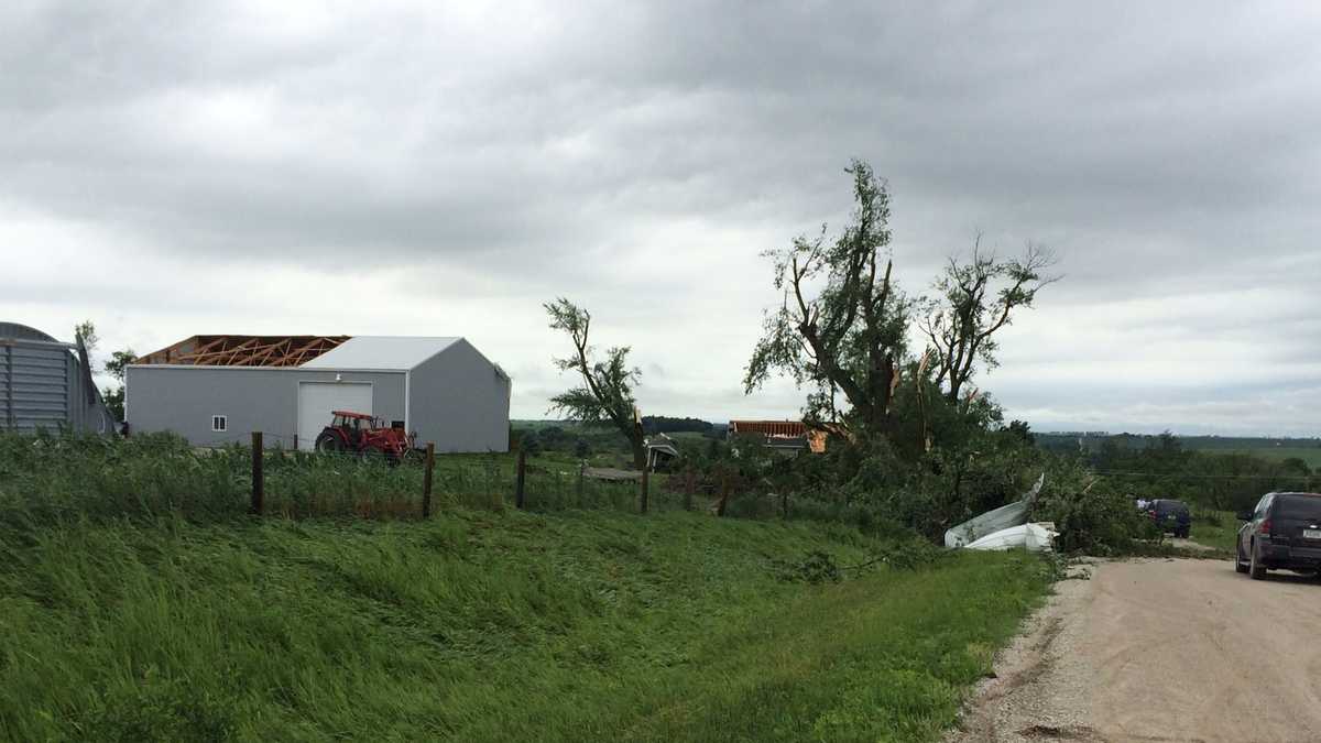 Photos: Possible tornado rips into Iowa farm