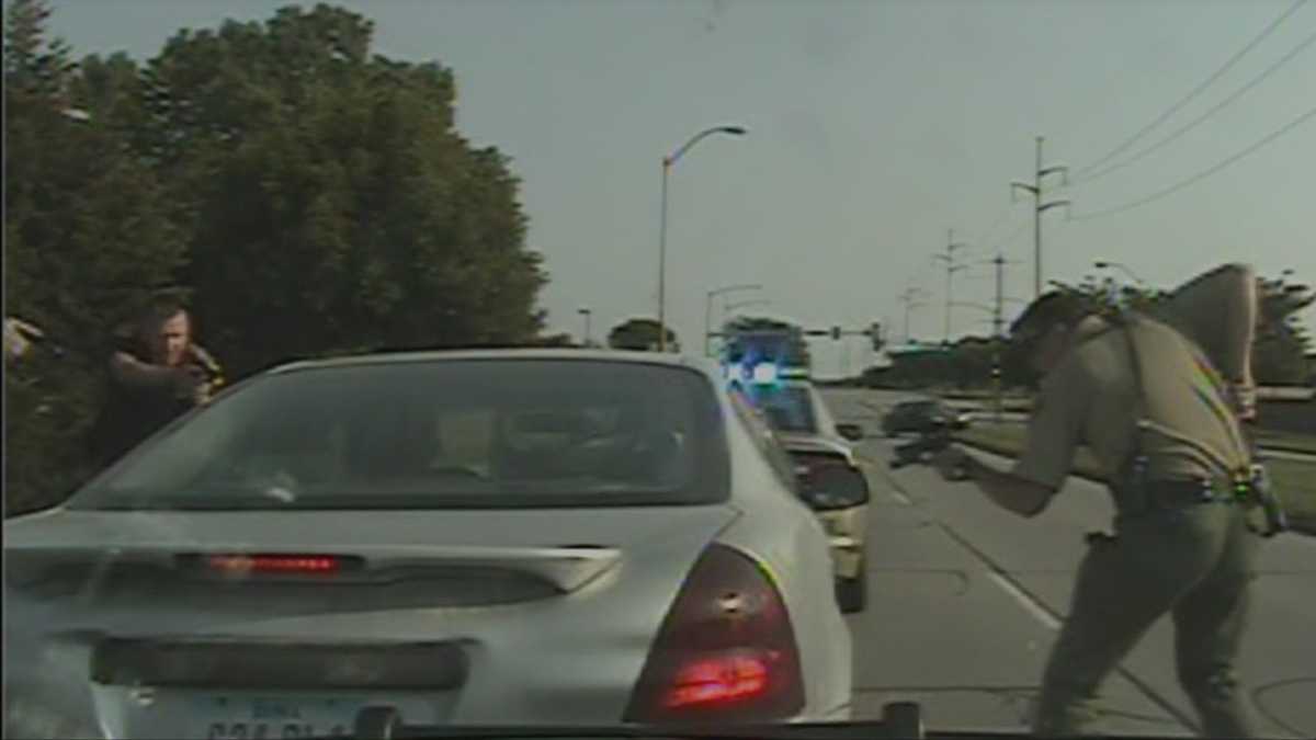 Caught on video: Chase ends with officers breaking windows, gunshot