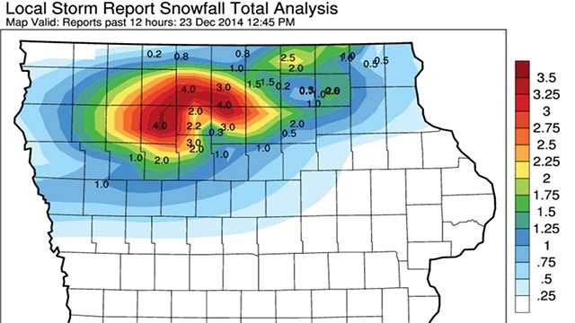 Some 4-inch snow totals already being reported