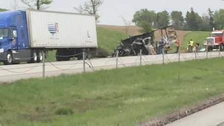 Photos: Fiery crash closes I-80 in Iowa