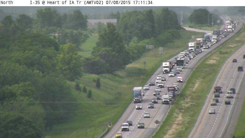 Traffic backing up behind crash on Interstate 35 southbound