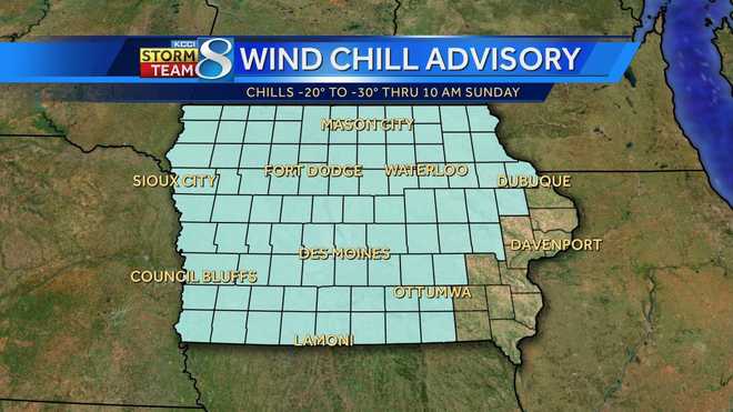 Officials say dangerous wind chills to freeze Iowa, Nebraska