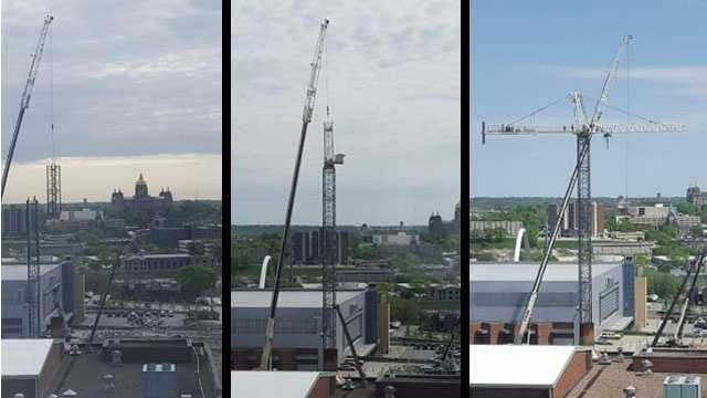PHOTOS: Big construction crane being built in downtown right now