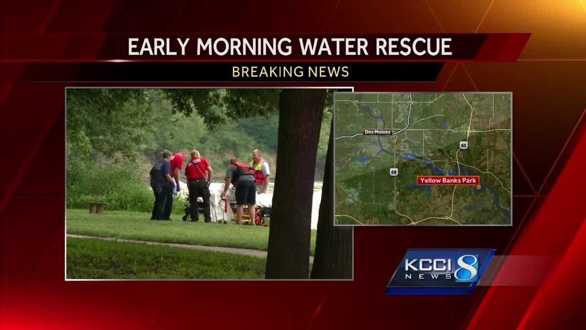 Crews perform early-morning water rescue at Des Moines River