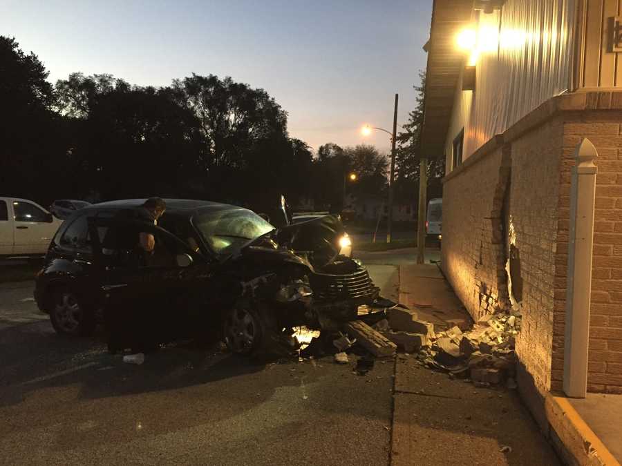 Car slams into building early Monday