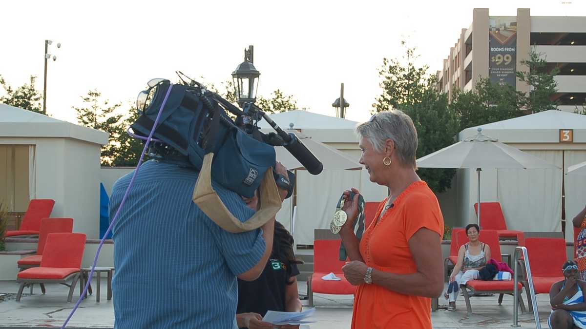 Photos: Debbie Meyer, 3-time gold medalist, visits the Olympic Zone