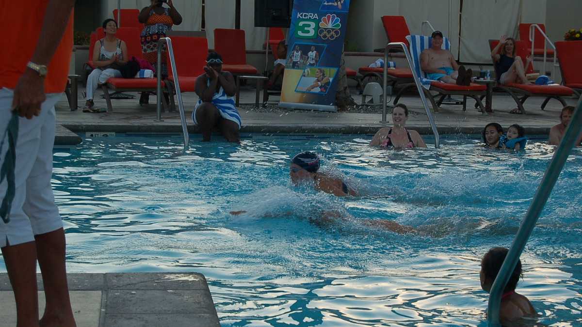 Photos: Debbie Meyer, 3-time gold medalist, visits the Olympic Zone