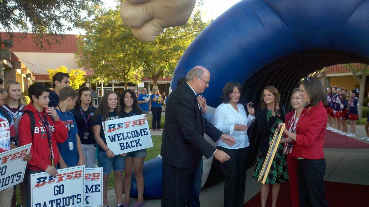 No ordinary first day at Modesto's Beyer school