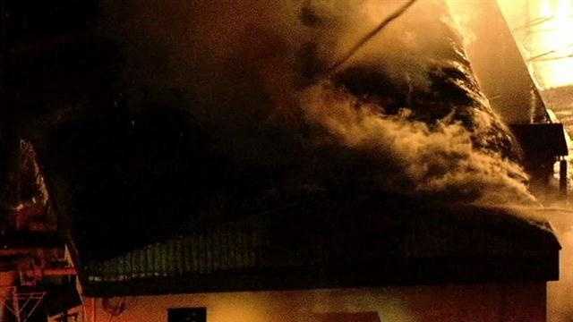 LiveCopter photos: Fire burns for hours at Beale Air Force Base