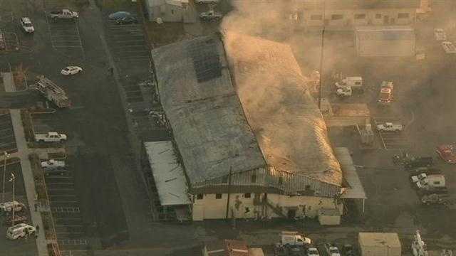 LiveCopter photos: Fire burns for hours at Beale Air Force Base