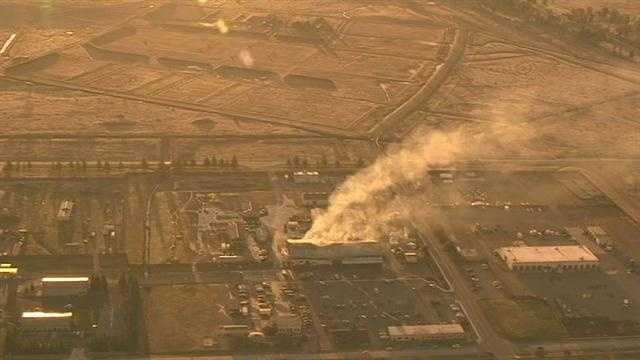 LiveCopter photos: Fire burns for hours at Beale Air Force Base