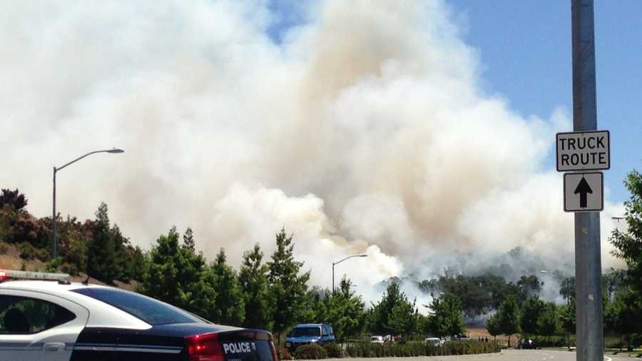 Photos: Smoke seen for miles from Folsom grass fire