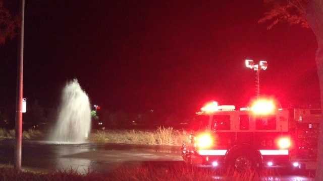 Photos: Hydrant creates 30-foot high geyser