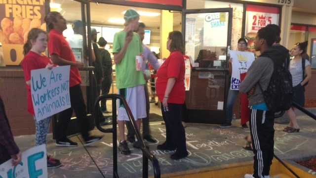 Minimum-wage protest held at Sacramento Burger King