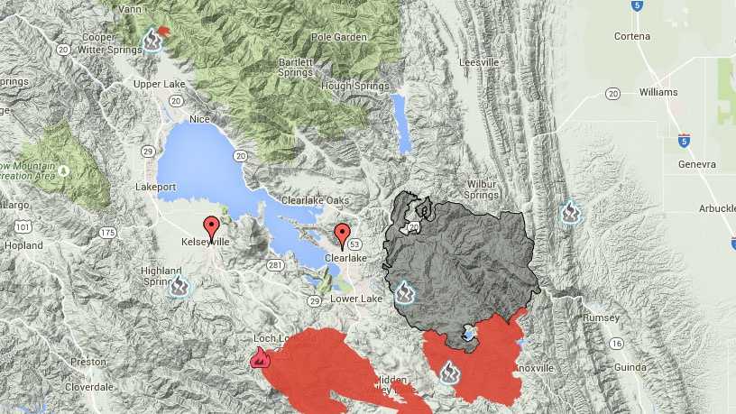 Google map shows NorCal fires, evacuation centers