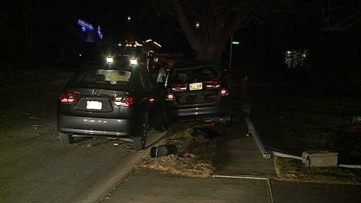 Photos: Car vs. tree crash in front yard