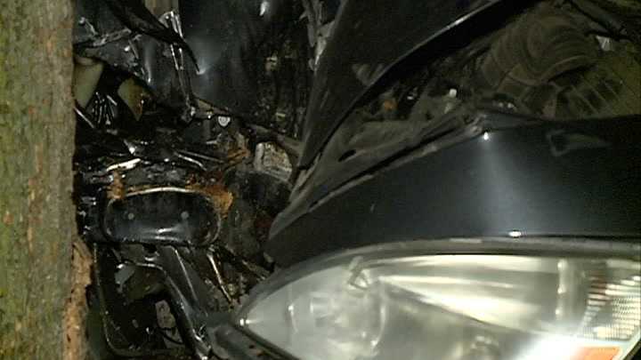 Photos: Car vs. tree crash in front yard