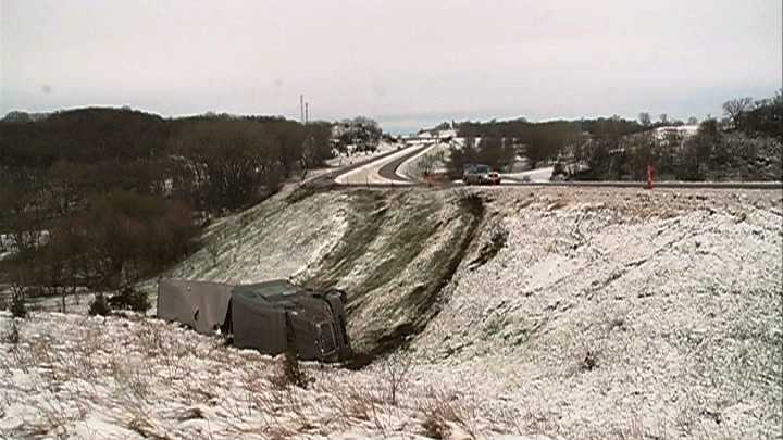 Photos: Semi slides off Interstate 680
