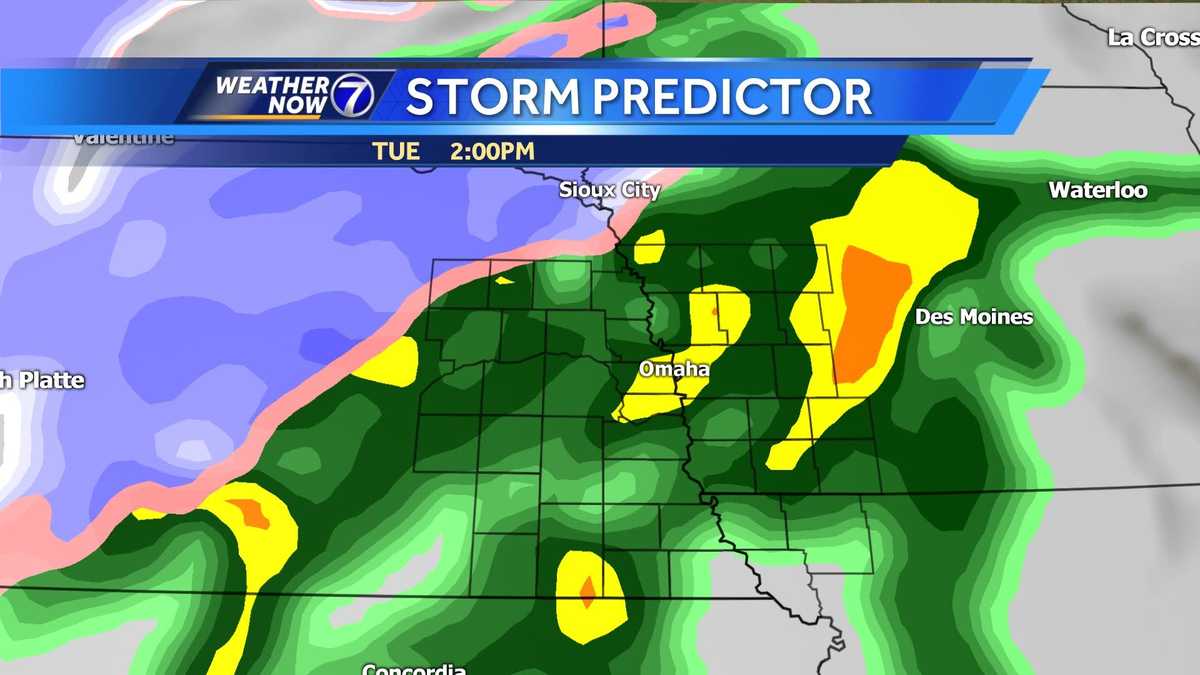 Tuesday hour-by-hour forecast