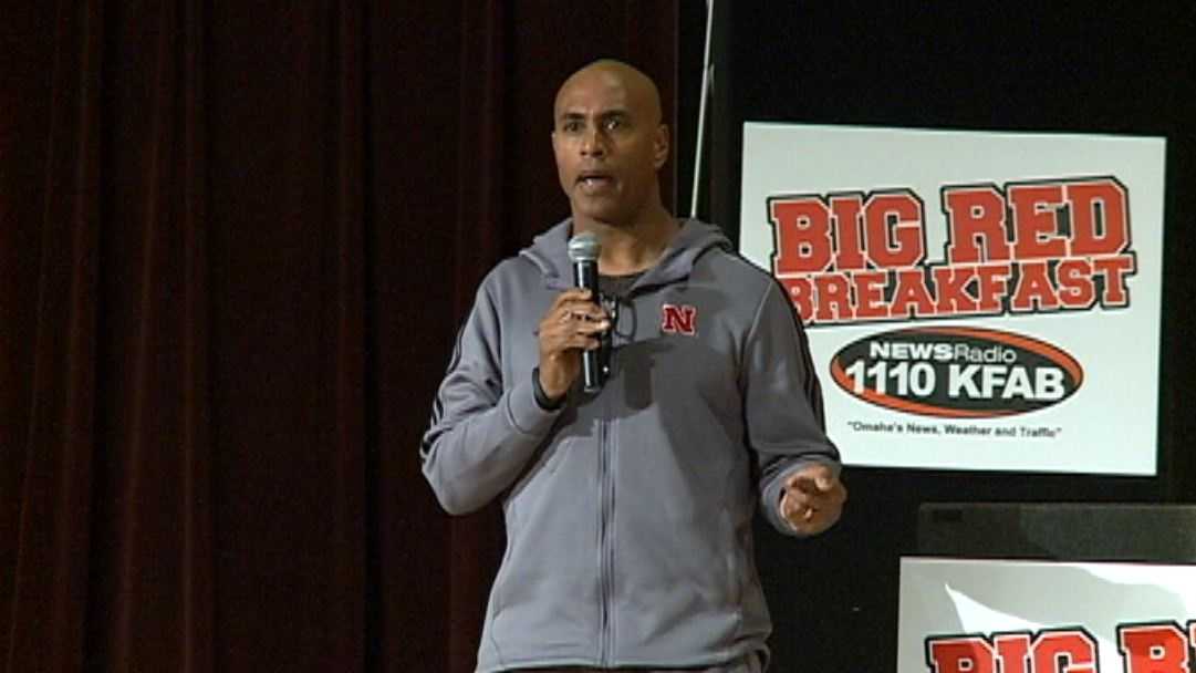Husker coach Ron Brown offers emphatic remarks at Big Red Breakfast