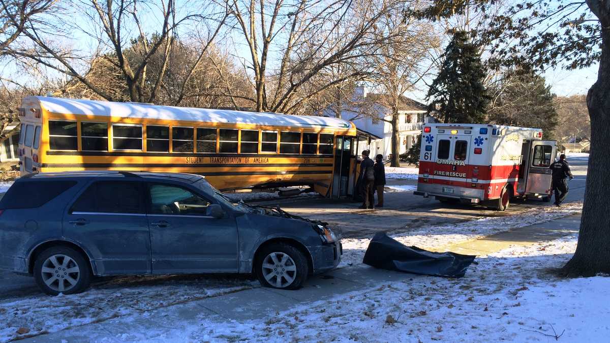 5 taken to hospital after car vs. school bus crash