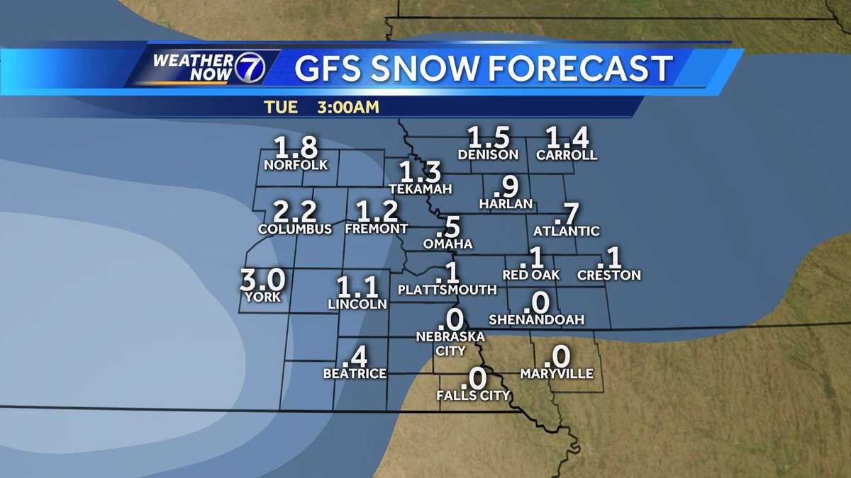 PHOTOS: Monday's GFS model of anticipated snowfall