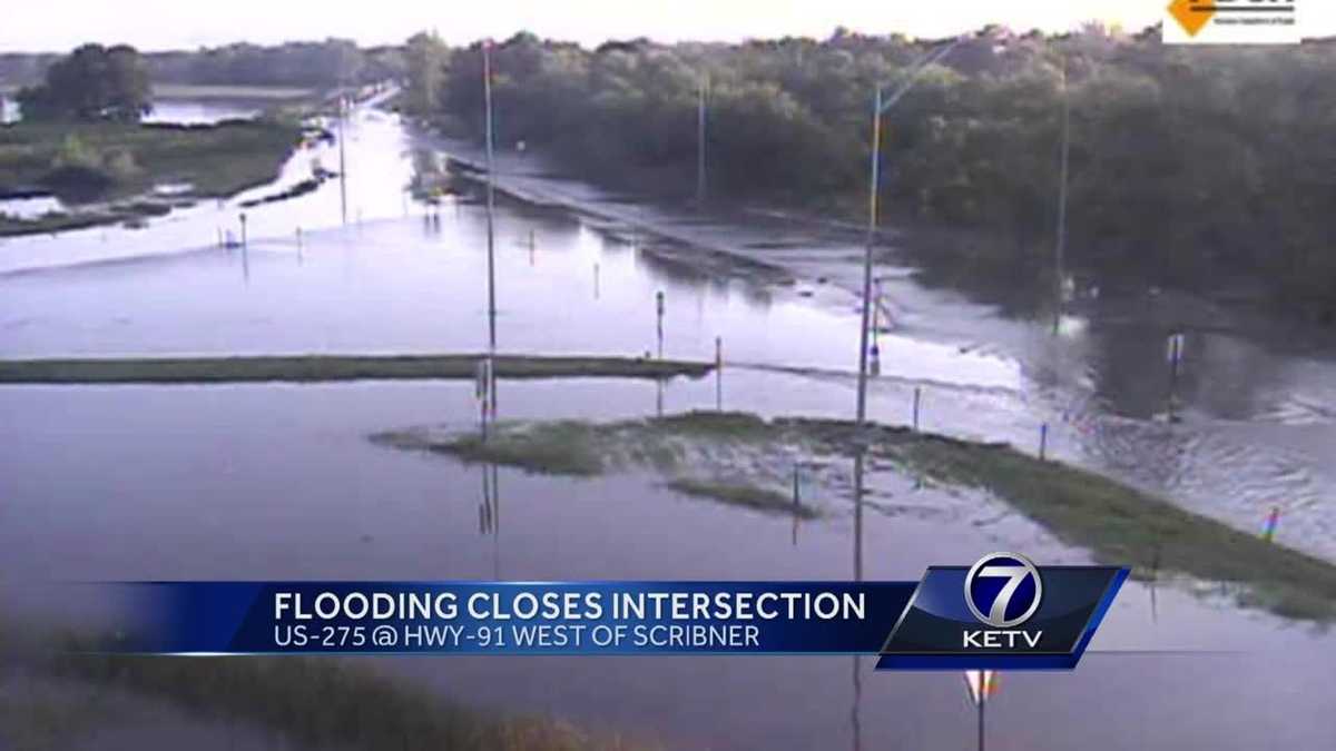 Flooding closes intersection west of Scribner