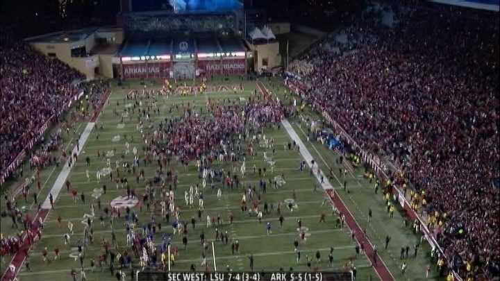 University of Arkansas fined over fans rushing field