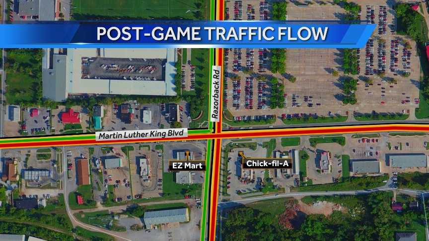 Maps: Traffic flow on Razorback gameday