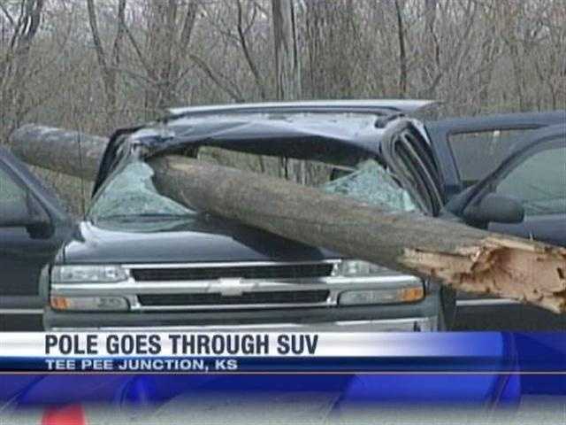 Images: Utility Pole Goes Through SUV Windshield