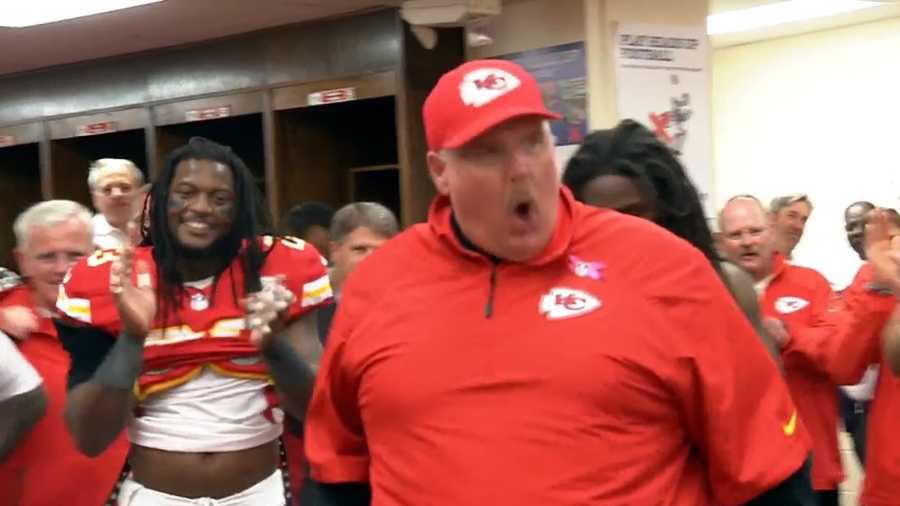 Watch: Chiefs celebrate week 8 victory in the locker room