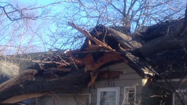 Images: Tree smashes into house on Ward Parkway Plaza