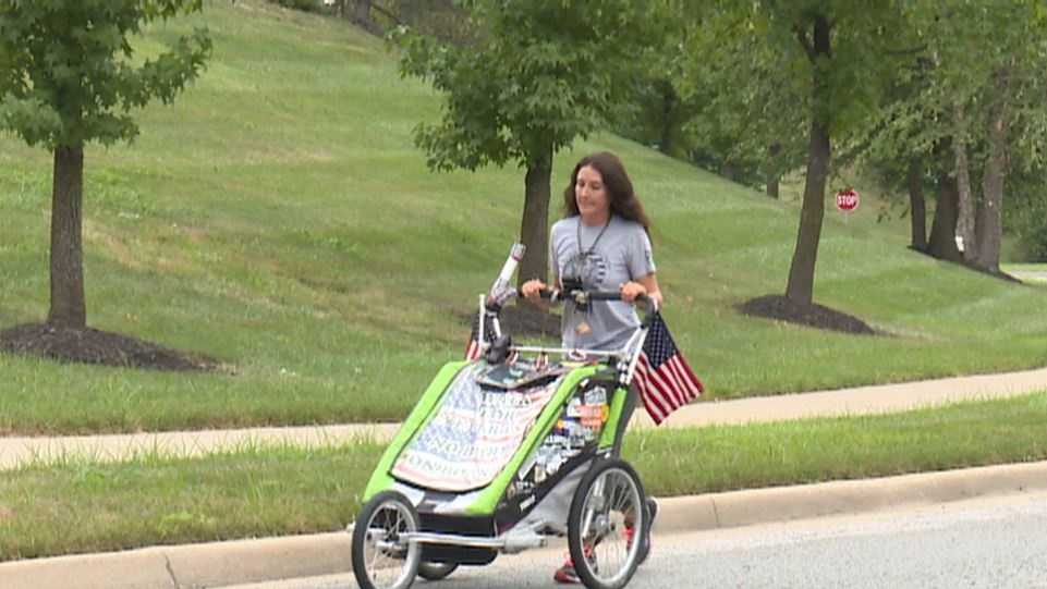 Woman walking across country for other veterans