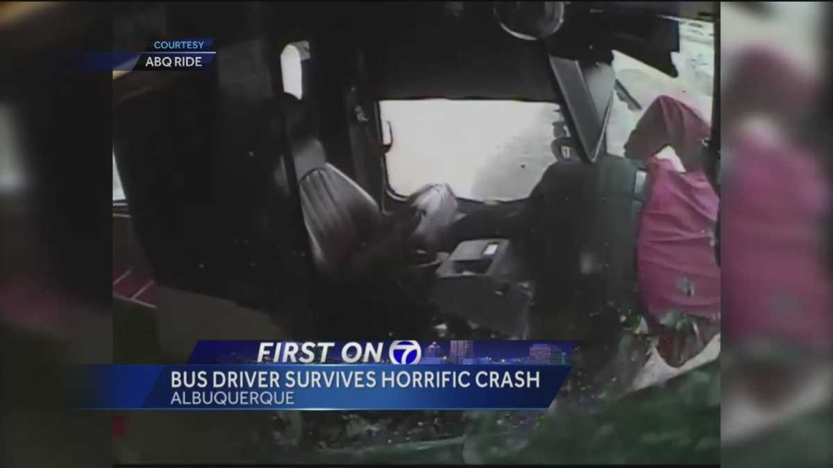 Bus driver tossed through windshield survives