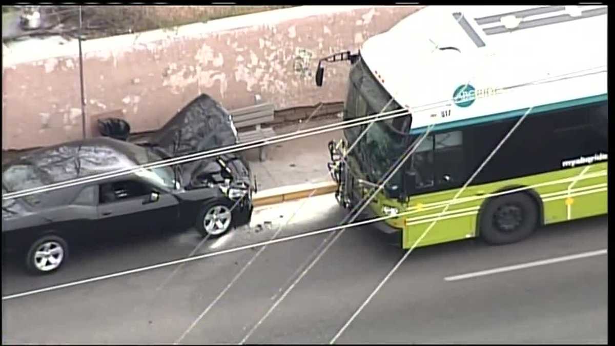1 hospitalized after collision with city bus
