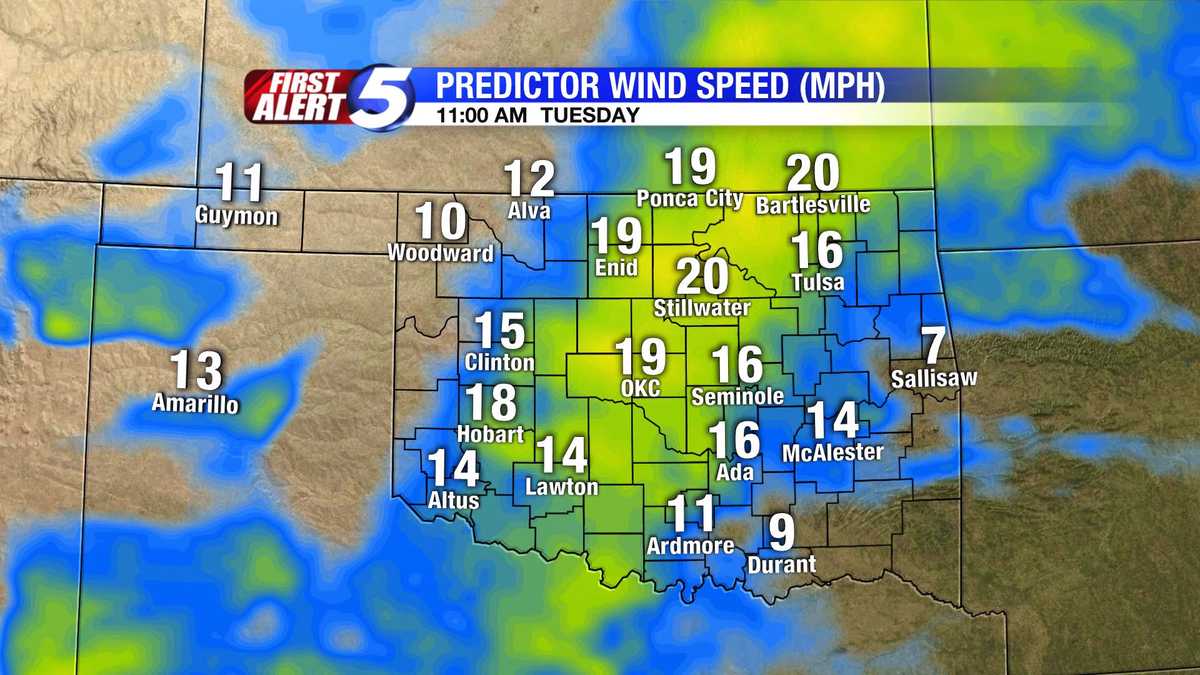Hour-by-hour Oklahoma wind speed slideshow
