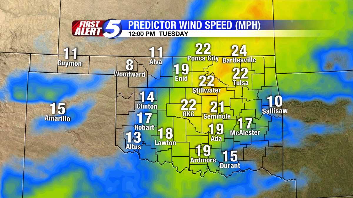 Hour-by-hour Oklahoma wind speed slideshow
