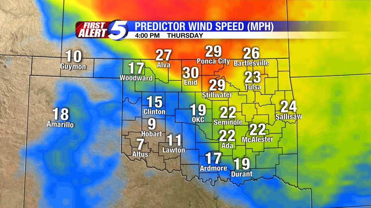 Hour-by-hour Oklahoma wind speed slideshow
