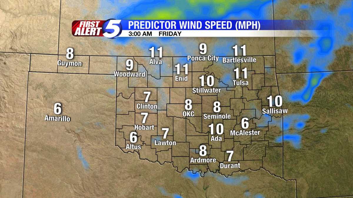 Hour-by-hour Oklahoma wind speed slideshow