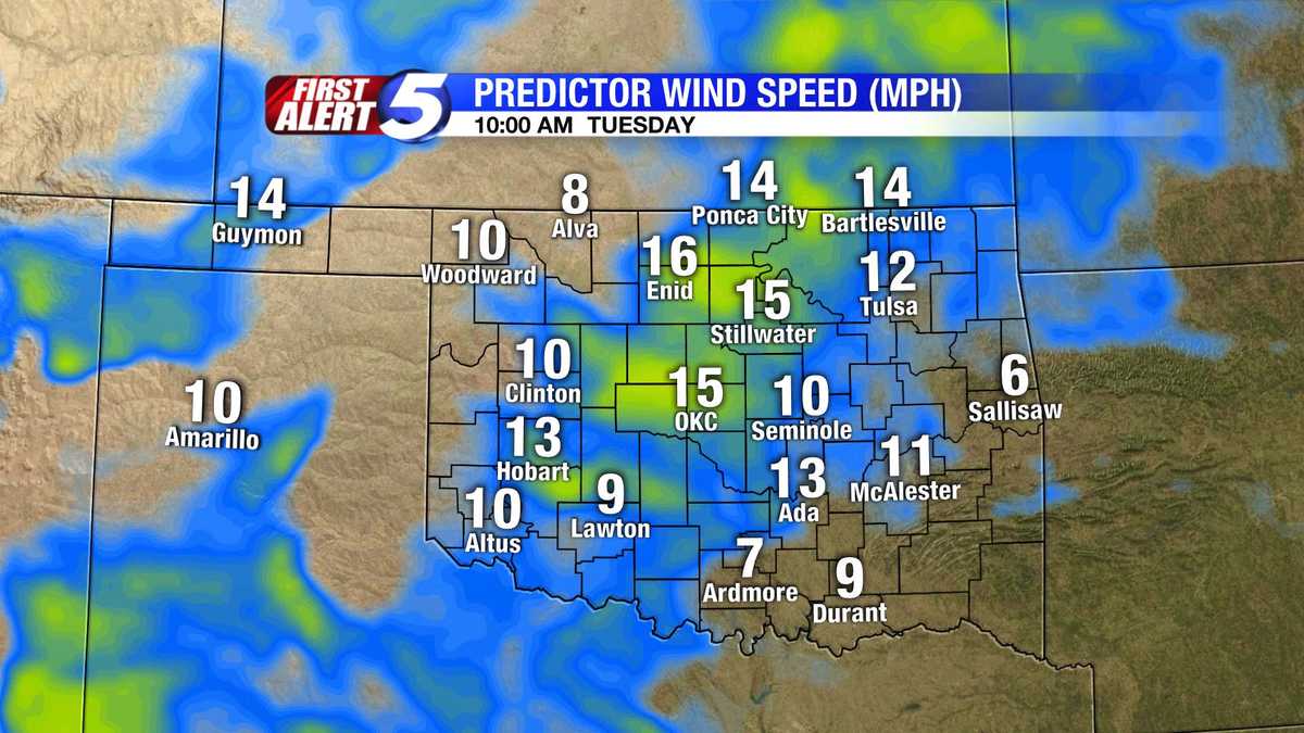 Hour-by-hour Oklahoma wind speed slideshow