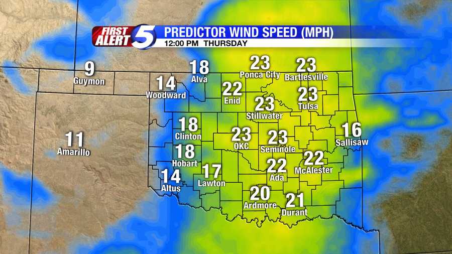 Hour-by-hour Oklahoma wind speed slideshow (Nov. 8)