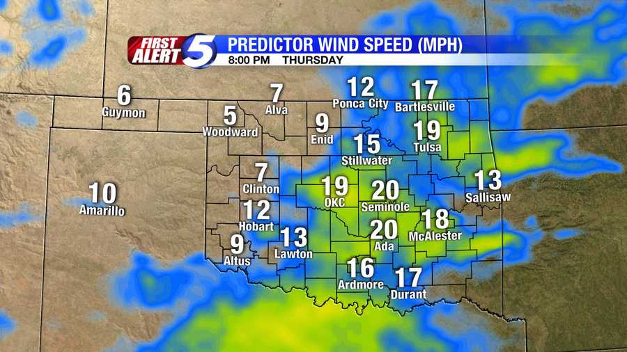 Hour-by-hour Oklahoma wind speed slideshow (Nov. 8)