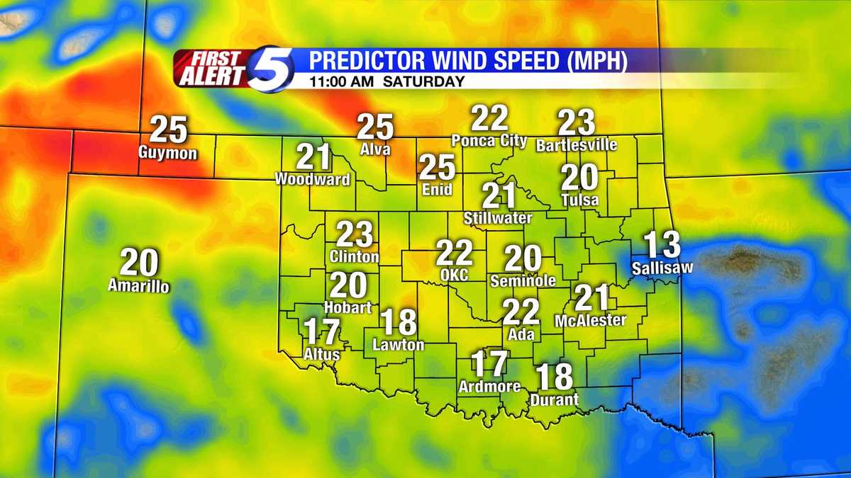 Hour-by-hour Oklahoma wind speed slideshow (Nov. 8)