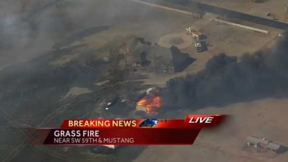 Fire crews at scene of large wildfire in SW Oklahoma City